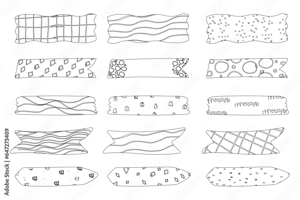 Hand drawn outline cute bookmarks, stickers Stock Vector | Adobe Stock