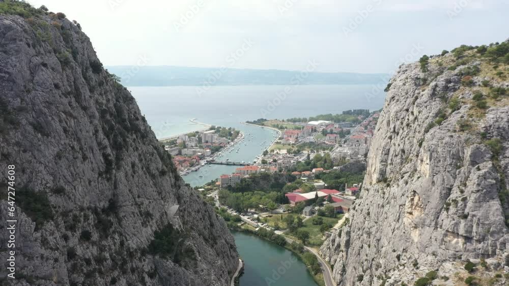 Old towns of Croatia. Summer holidays. Yachting. Cetina River winding ...