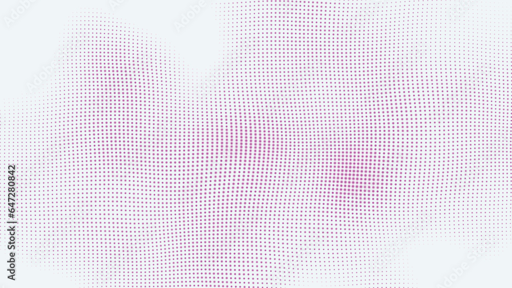 Purple digital dots form wave and white abstract background. Futuristic ...