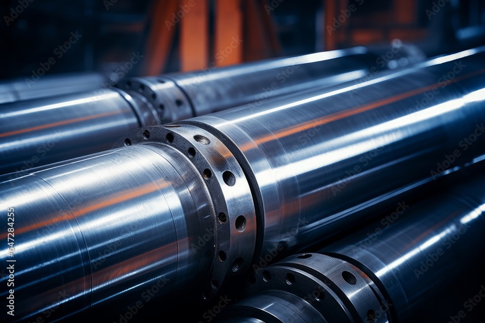 Metalworking industry, steel metal pipe-shaft, netal concept industry ...