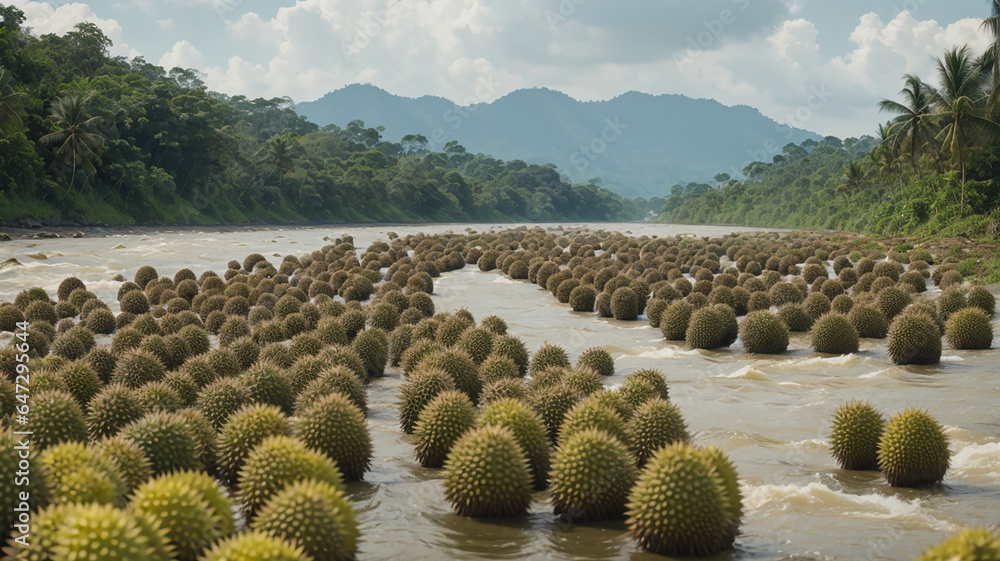AI Imagination of the origin of Durian River (Sungai Durian) Stock ...