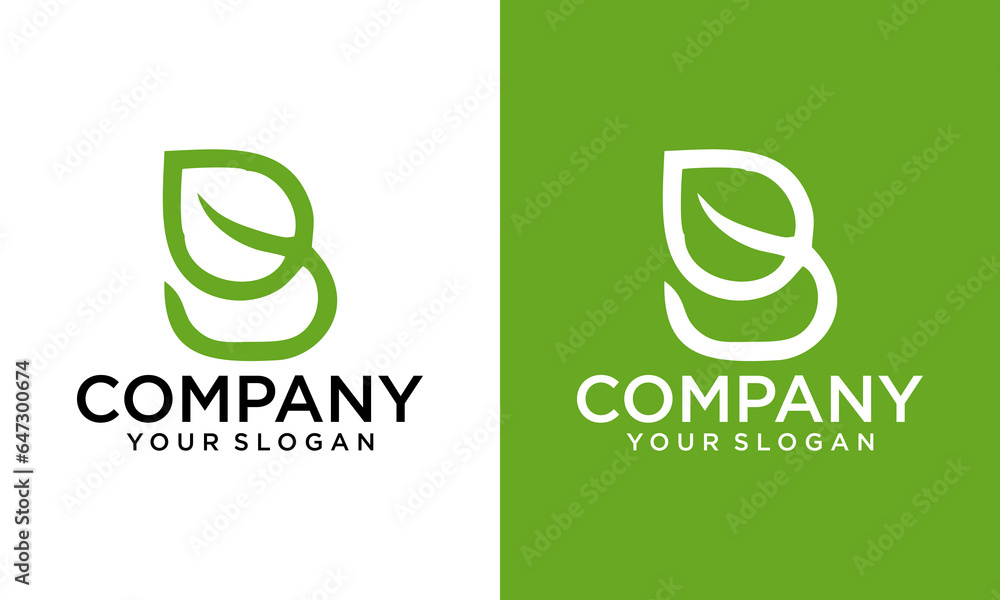 letter b with leaf logo. Initial logo design. eco friendly, ecology and ...