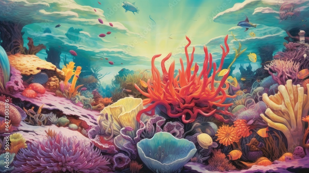 Exploring a Surreal Underwater World. Sea Creatures, Coral Reefs, and ...