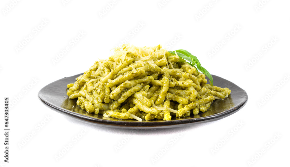 Foto de Trofie Al Pesto, Italian Pasta with Pesto Sauce, Traditional ...