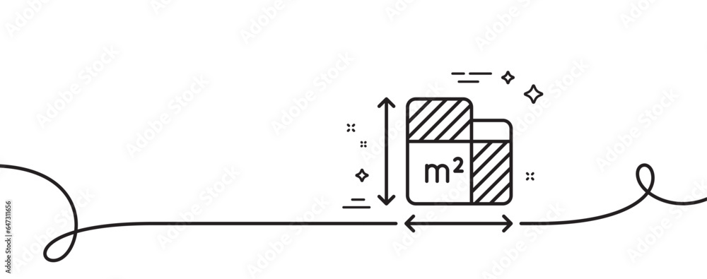 Floor plan line icon. Continuous one line with curl. Room dimension ...