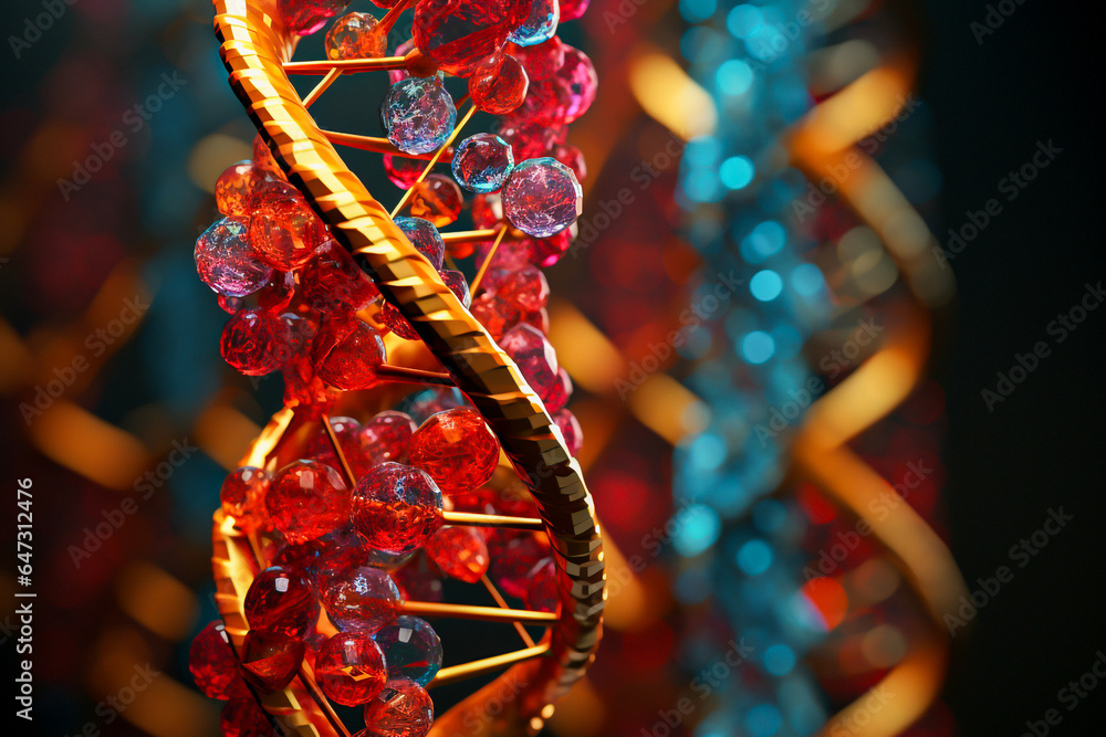 Spiral human DNA structure with genetic information. microbiology and ...