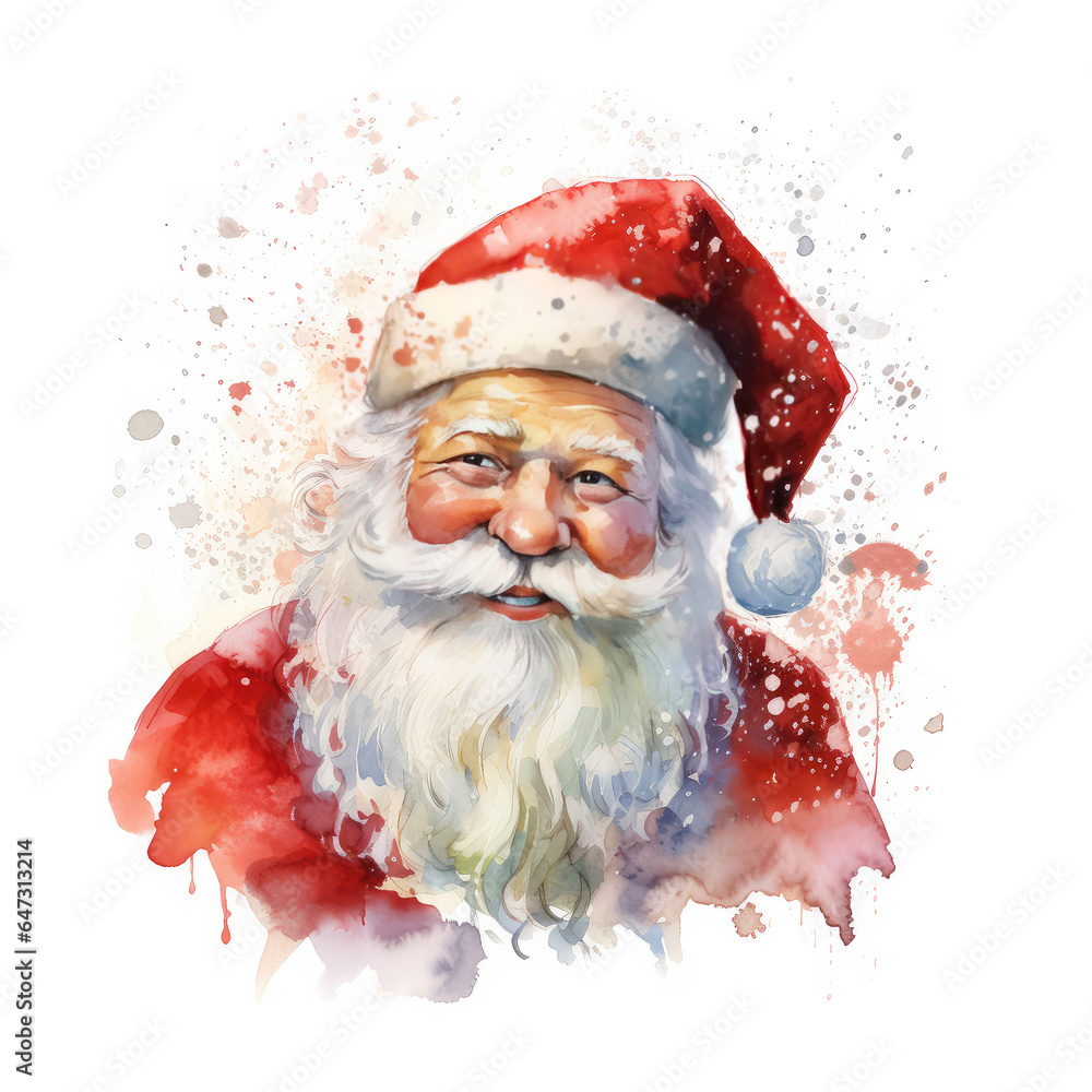 Watercolor Santa Claus illustration Clipart generative AI Stock ...