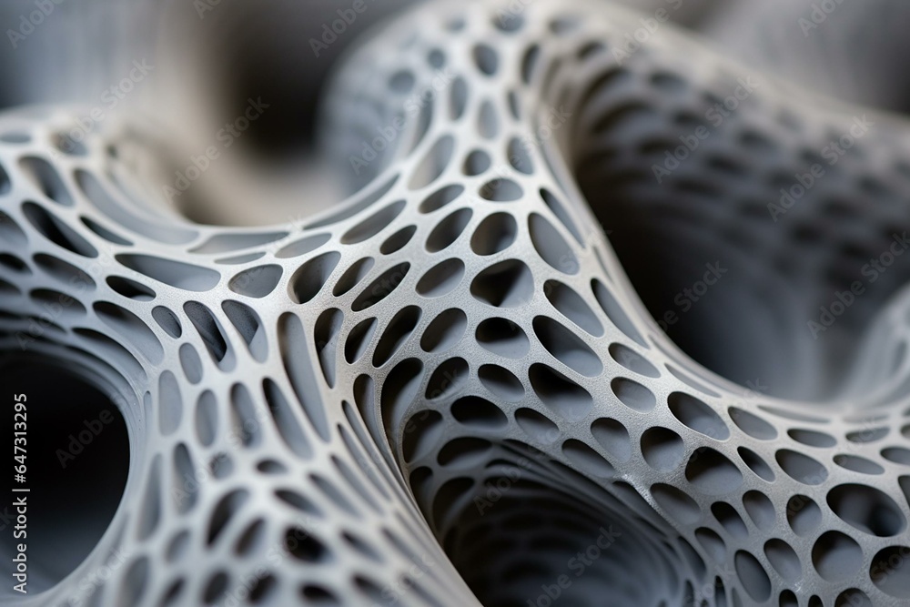 Close-up of a gray abstract model object printed on a 3D printer using ...