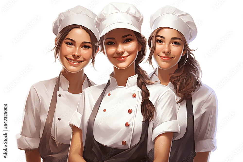 Chef Co-workers in Toques making Pose isolated on a transparent ...