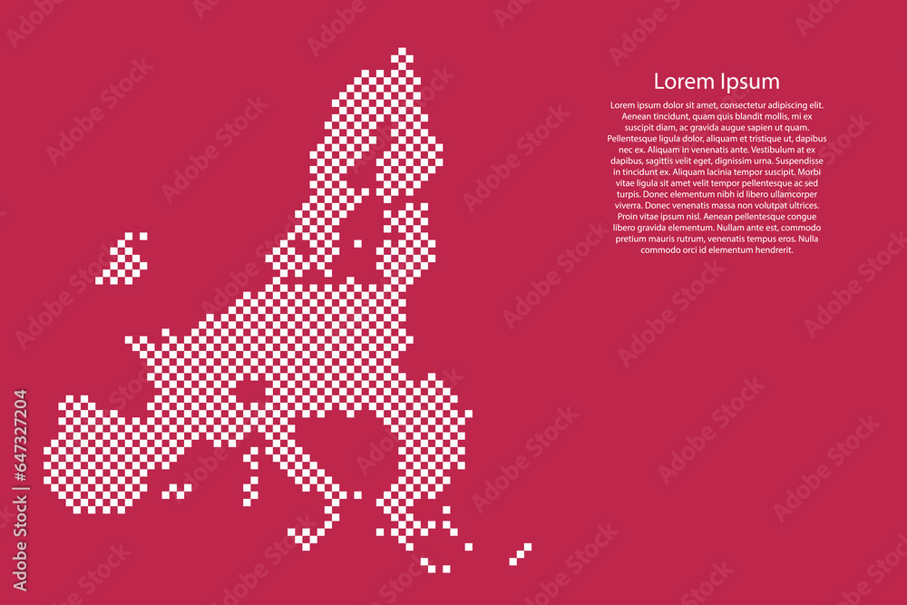 European Union countries map from checkered white square grid pattern ...