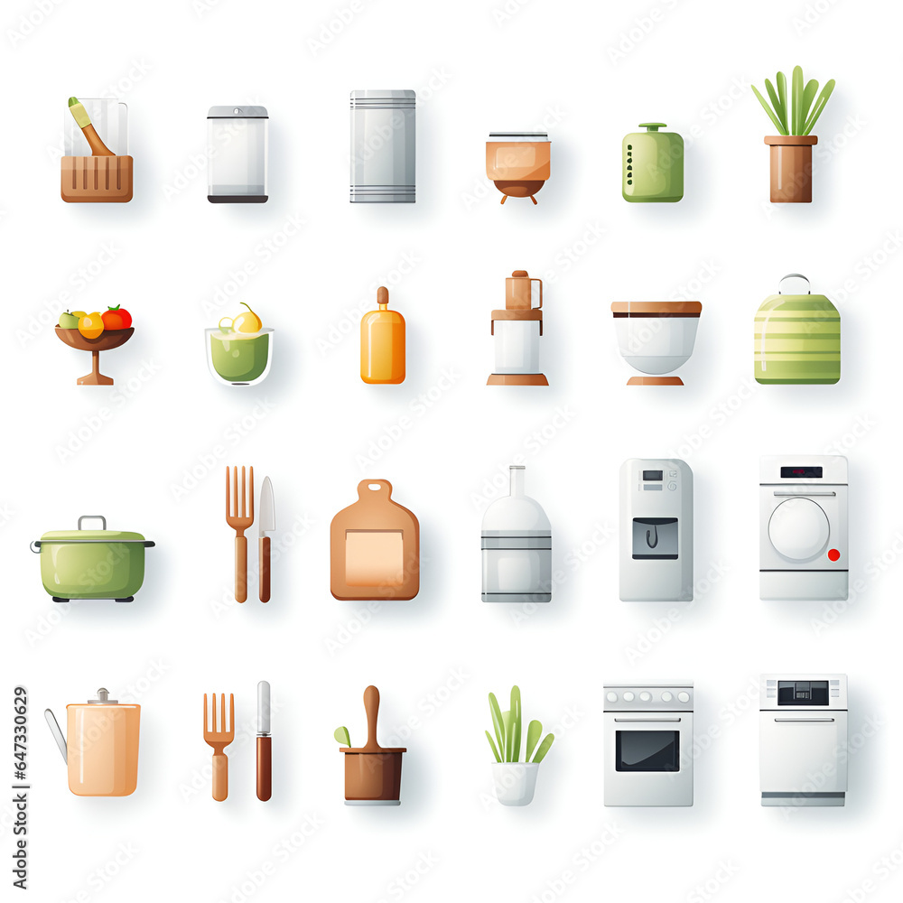 Kitchen icon pack v8, created with generative AI technology Stock ...