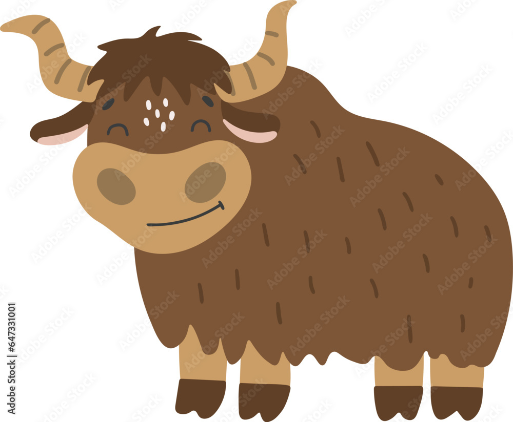 Yak animal vector, Abstract baby yak vector, safari animal, cute animal ...