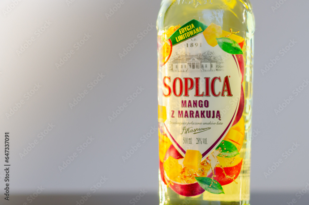 LONDON, UK - 07 SEPTEMBER 2023 Soplica Mango with Passion Fruit is a ...
