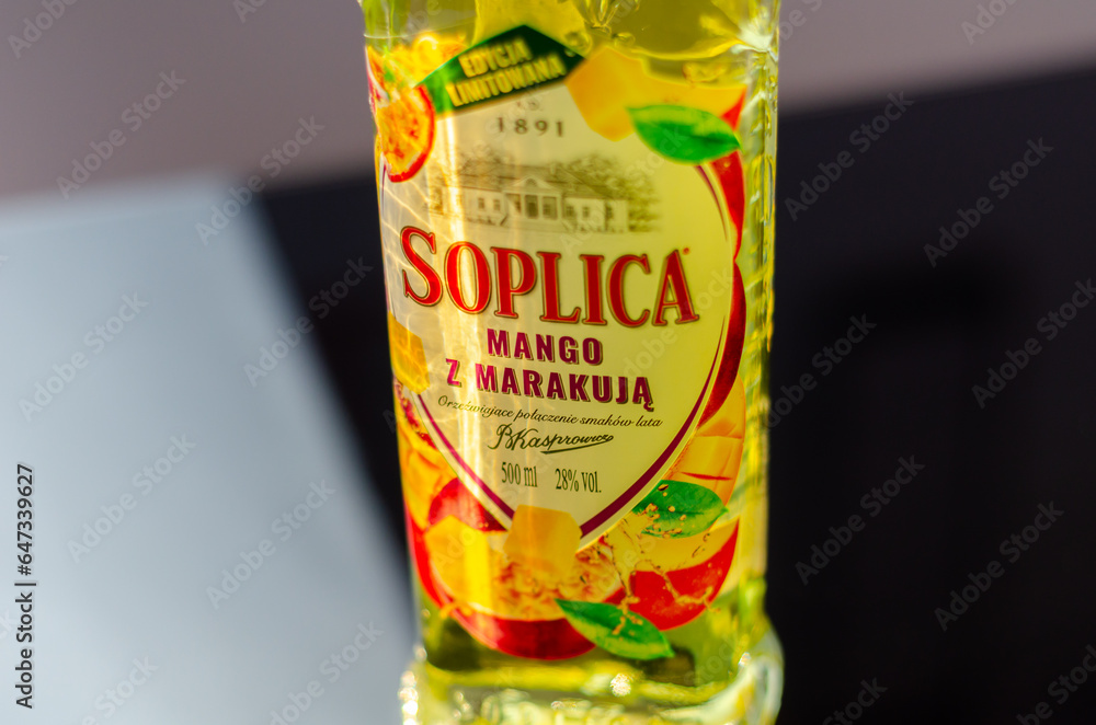 LONDON, UK - 07 SEPTEMBER 2023 Soplica Mango with Passion Fruit is a ...