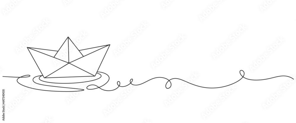 Paper boat line art style vector illustration Stock Vector | Adobe Stock