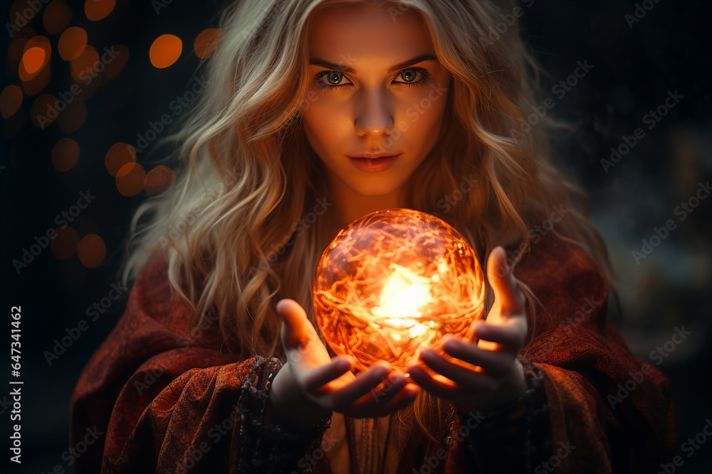 Generative AI collage picture of powerful witcher girl magic spell with ...