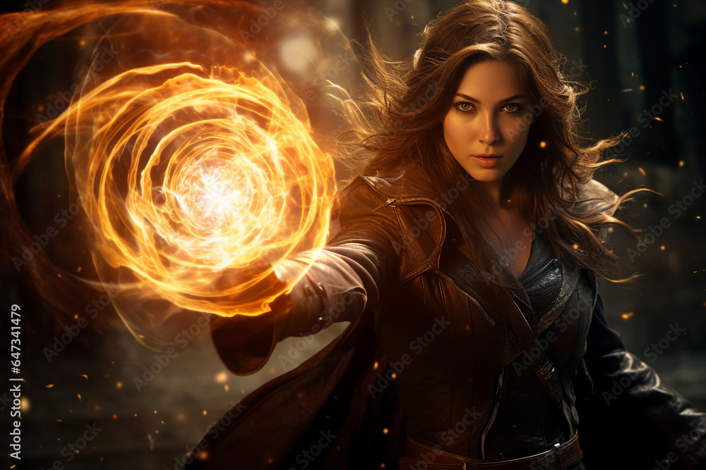 Generative AI collage picture of powerful witcher girl magic spell with ...