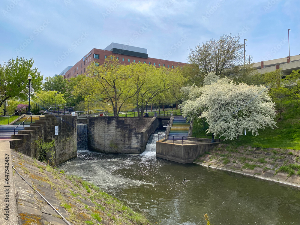 Akron, Ohio: Lock 2 Park on historic Ohio and Erie Canal, Lock 2 once ...