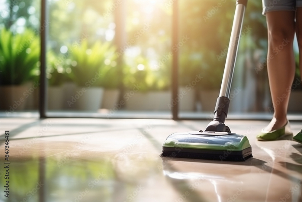 Vacuum woman domestic housework cleaner hygiene floor housekeeping ...