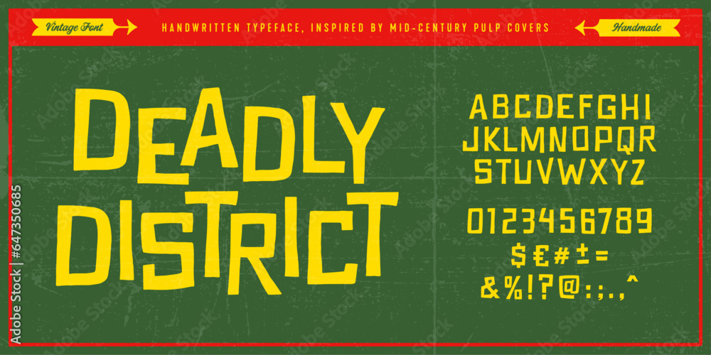 Handwritten Original Typeface Inspired by Vintage Pulp Books, Magazine ...