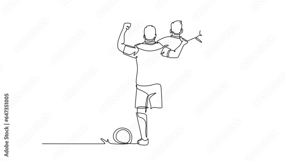 Animated self drawing of continuous line draw attractive two football ...