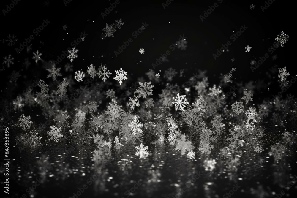 Snowflakes falling on black background, heavy snowflakes isolated ...