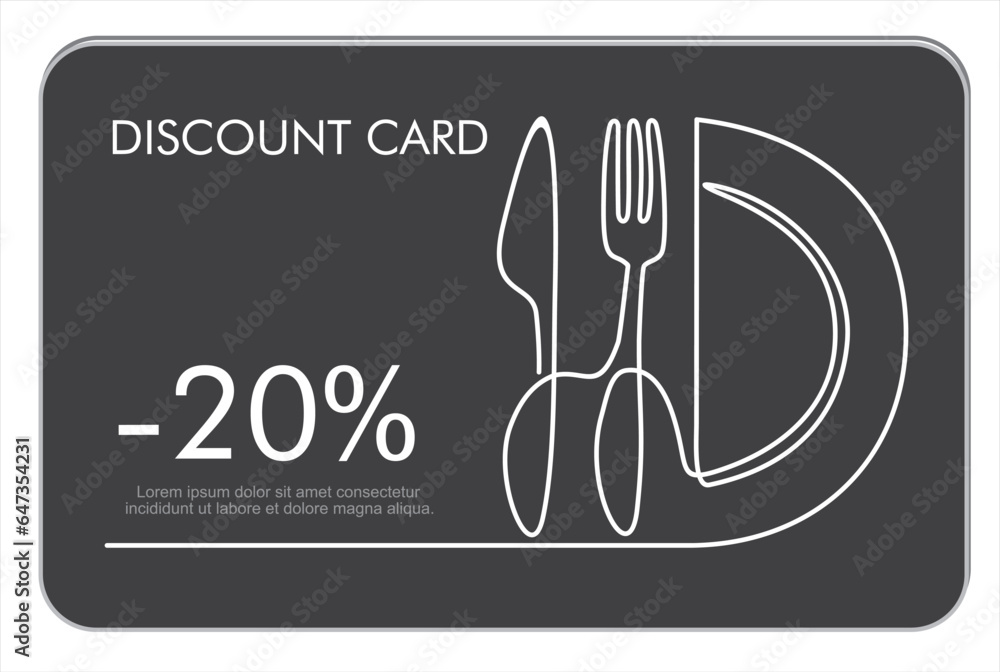 Discount card or voucher fast food restaurant or delivery service ...