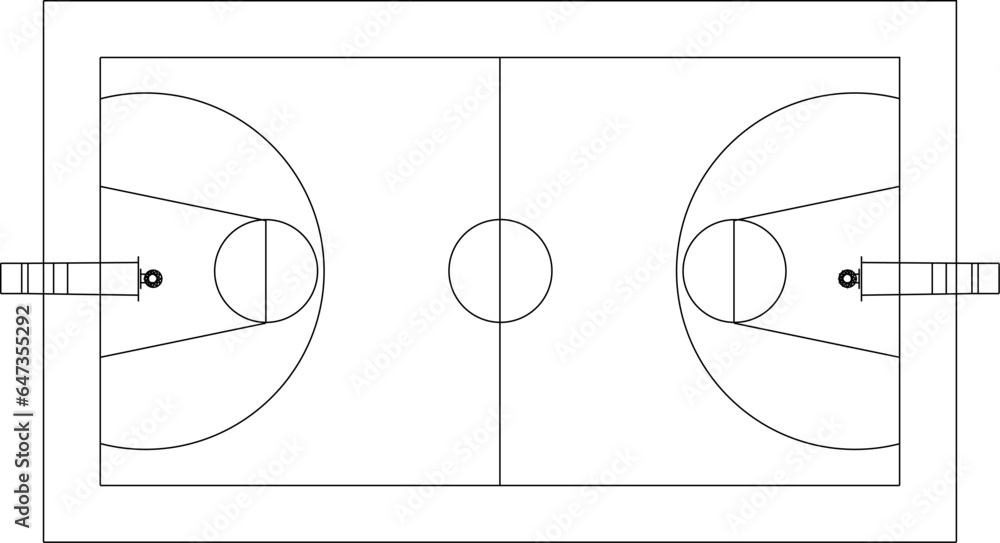 Vector sketch illustration of architectural design of basketball sports ...