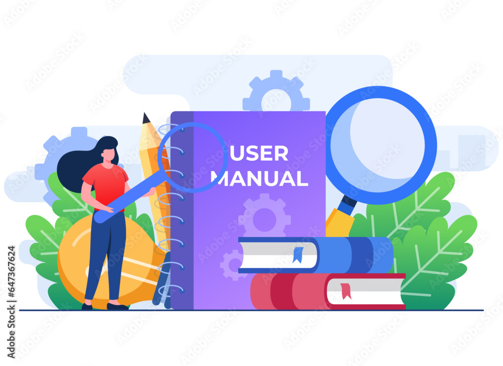 User manual book flat illustration vector template, Guide instruction ...