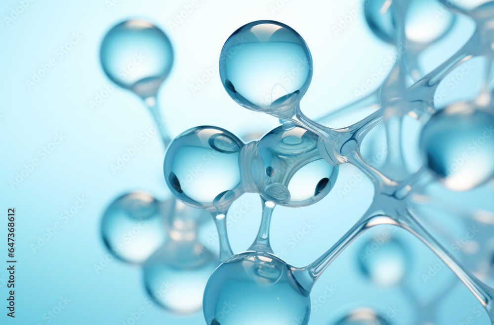 Oxygen bubbles in clear blue water, close-up. Mineral water. Water ...