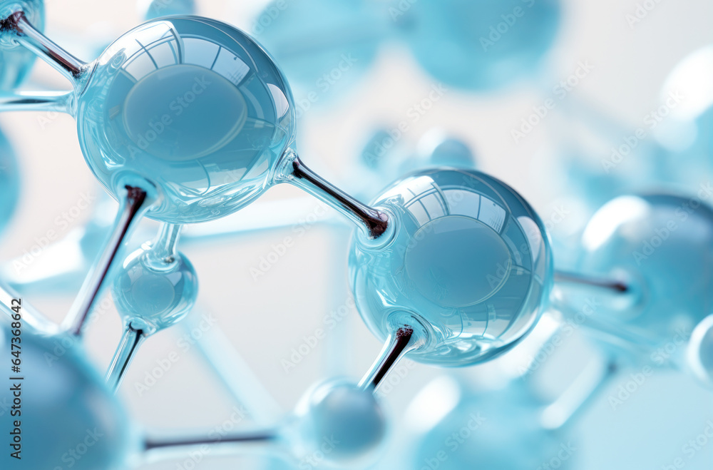 Oxygen bubbles in clear blue water, close-up. Mineral water. Water ...