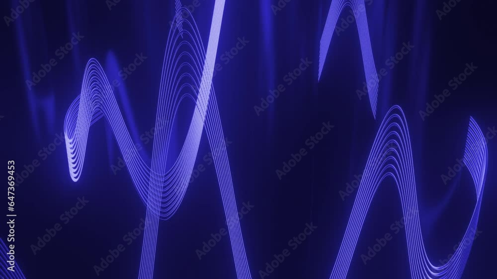 3D to with moving waves of lines. Design. Wavy lines move in abstract ...
