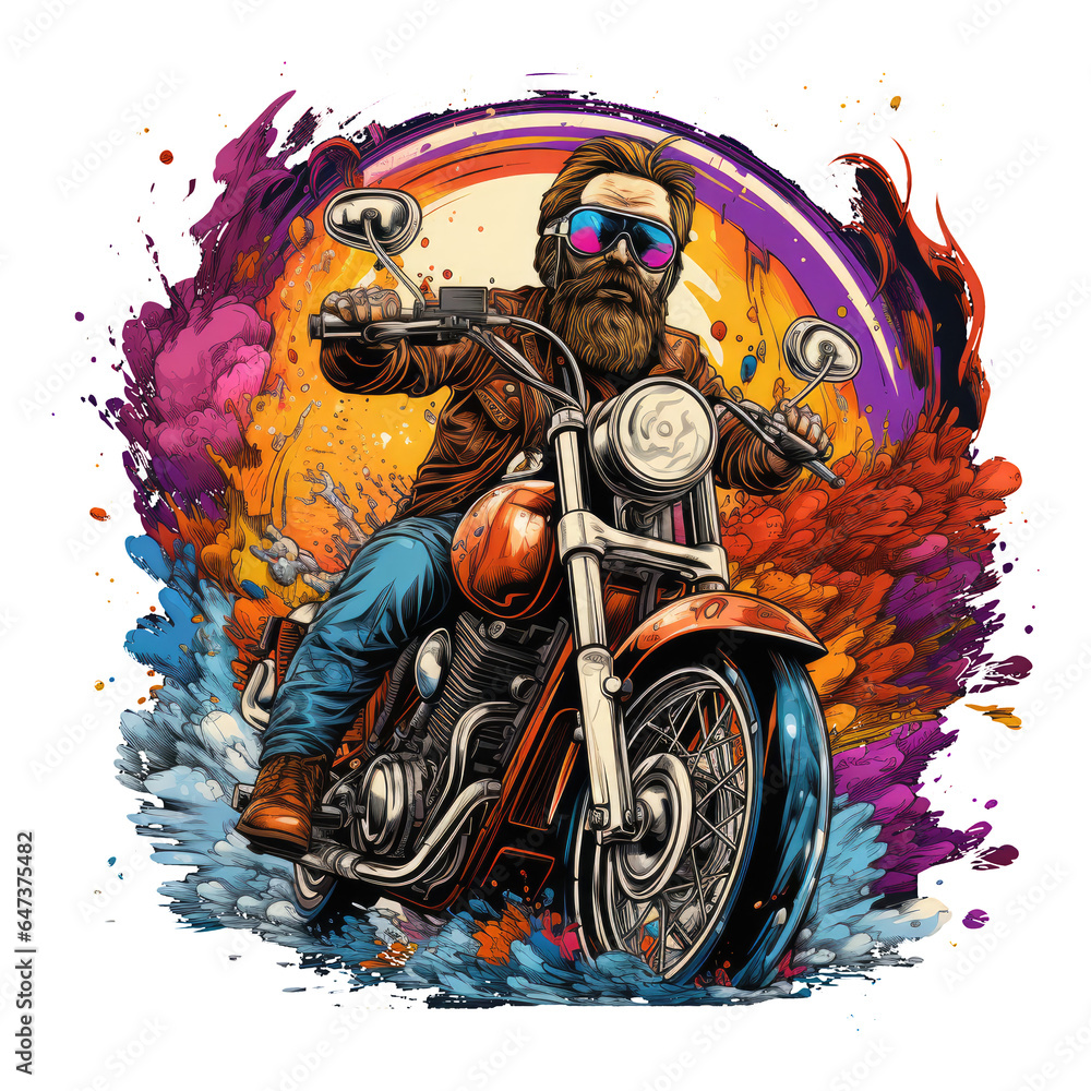 A retro motarsaikal biker t-shirt design inspired by the 1970s disco ...