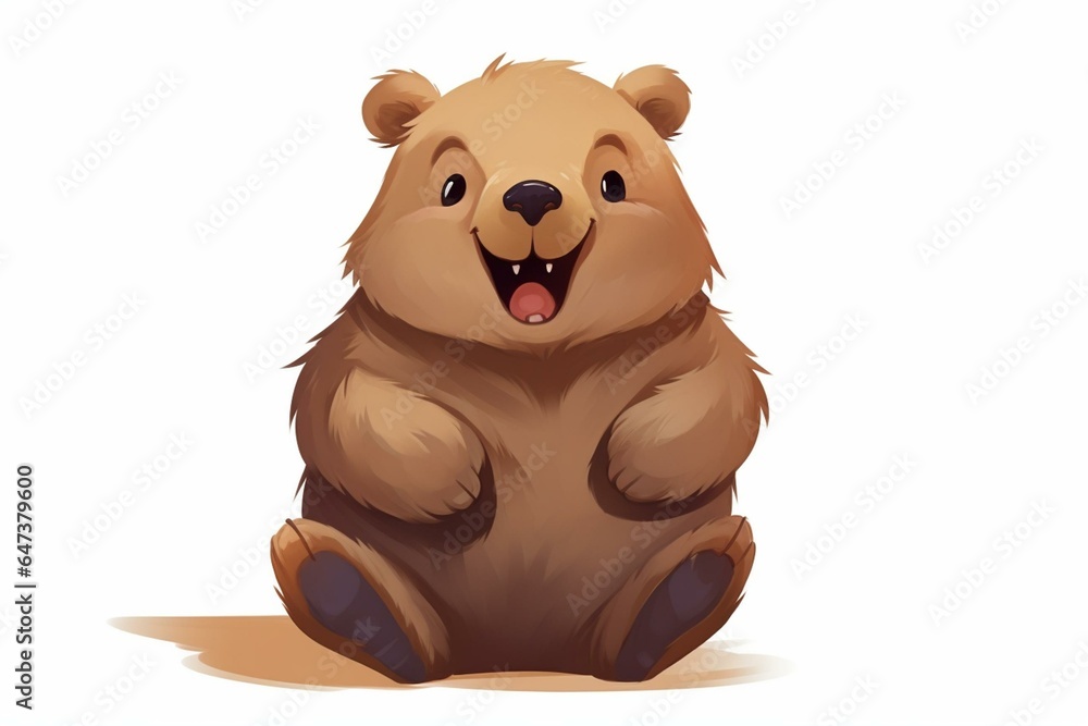Cute cartoon wombat with transparent background for digital design ...