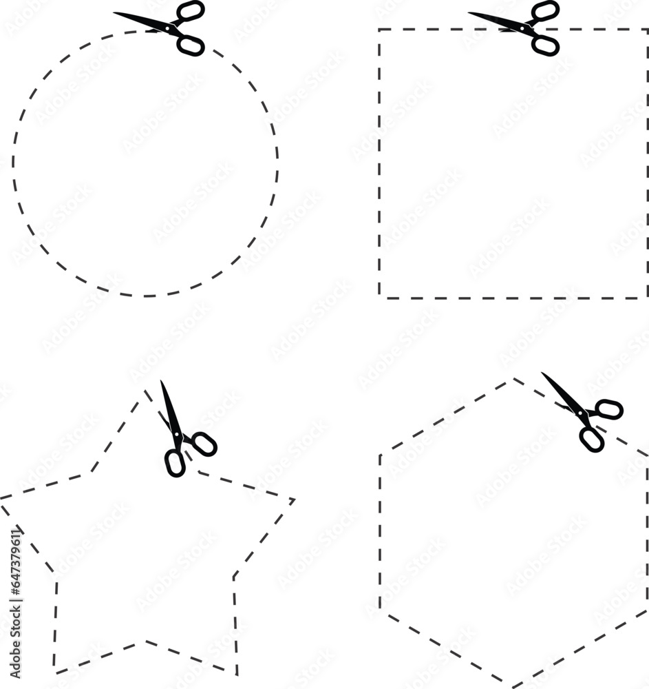 Scissors paper line cut here symbol of cut this out. Cut here icon ...