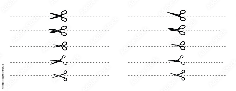 Open from here or open here icon sign for paper line cut here give an ...