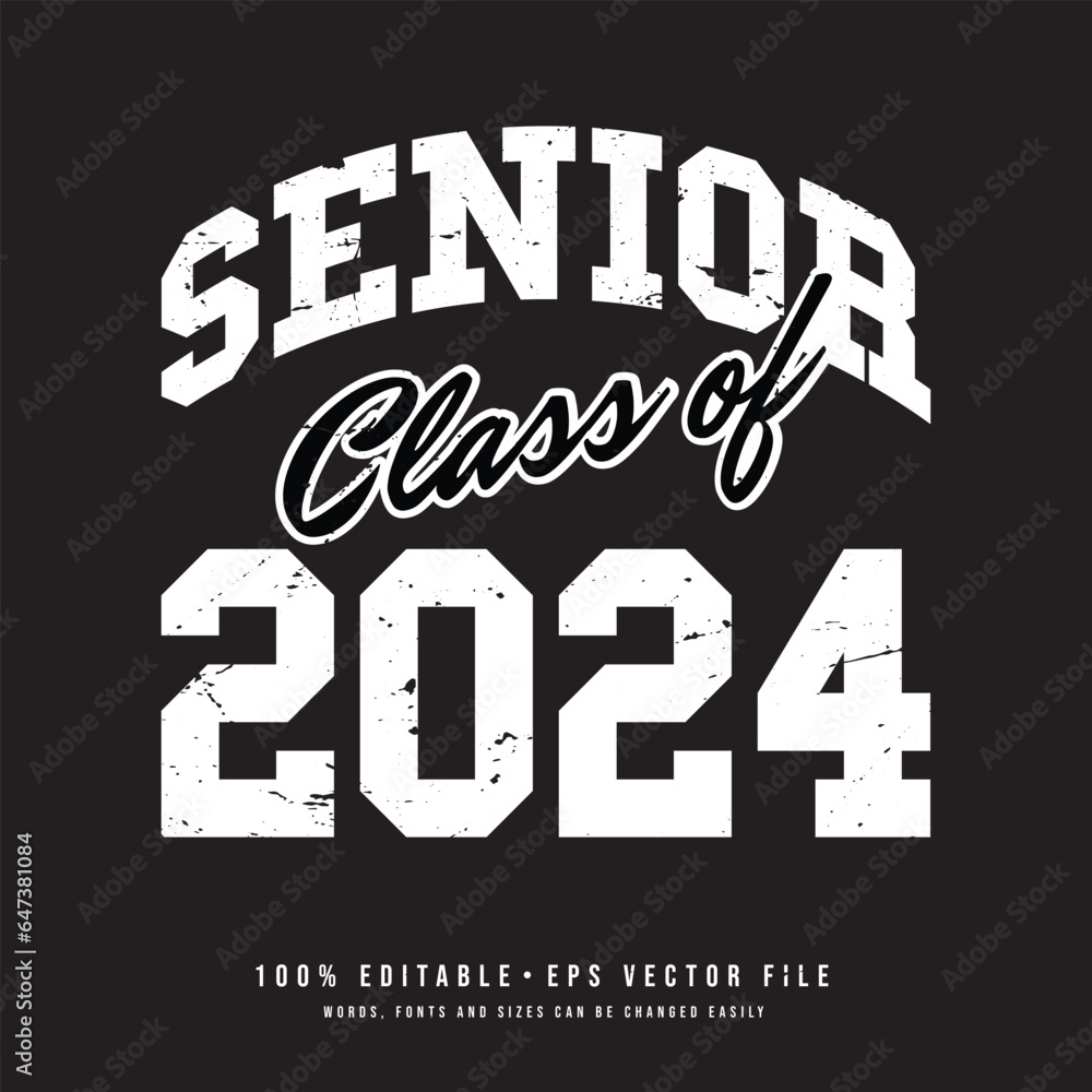 Class of 2024 typography design vector. Text for design, congratulation ...