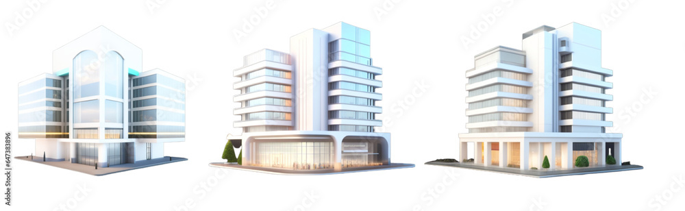 Futuristic city mall. Architectural high rise shopping center or office ...