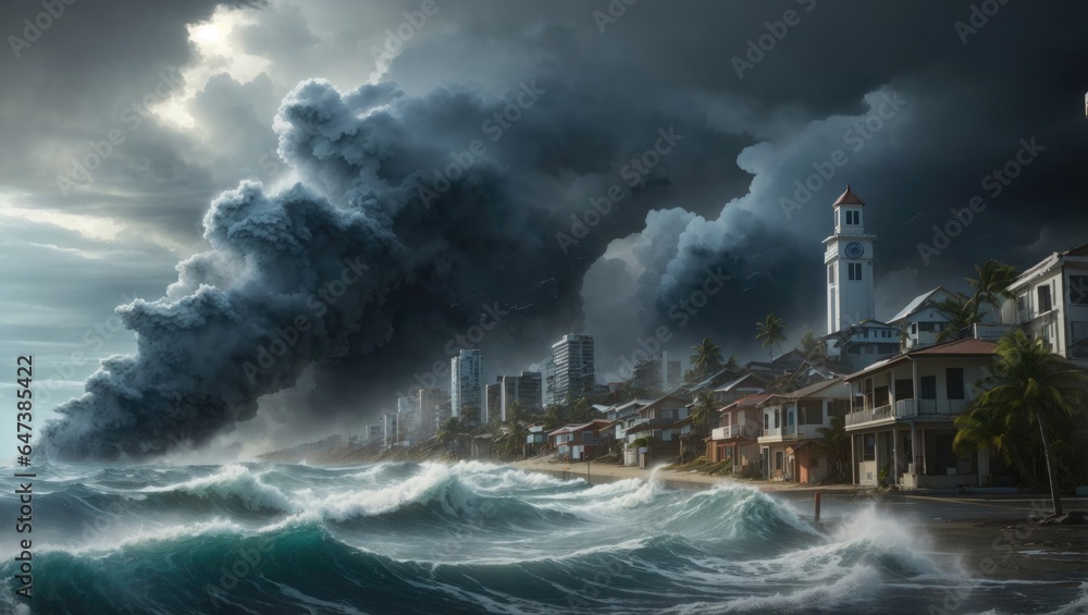 "Fury Unleashed: The Apocalypse of the Colossal Tsunami" Stock ...