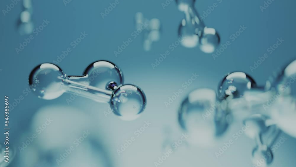 Water under the microscope. Multiple shiny water particles floating ...