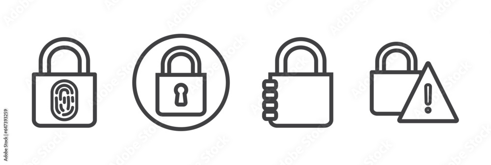 Simple Set of Password Related Vector Line Icons. Securitty padlock ...