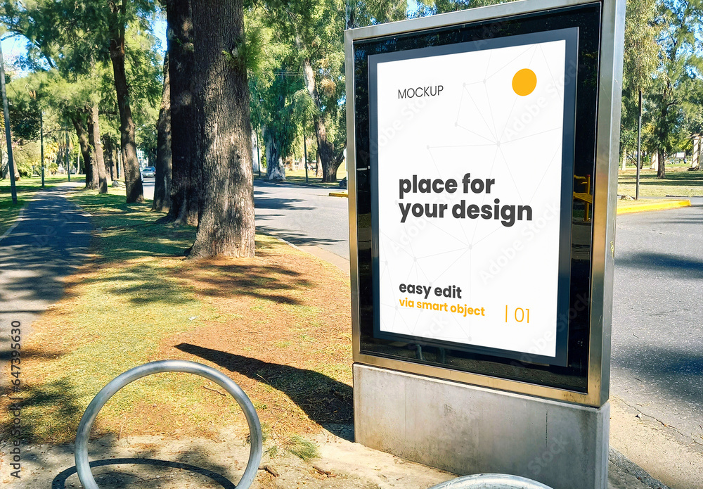 Billboard Sign Street Park Mockup 03 Stock Template | Adobe Stock