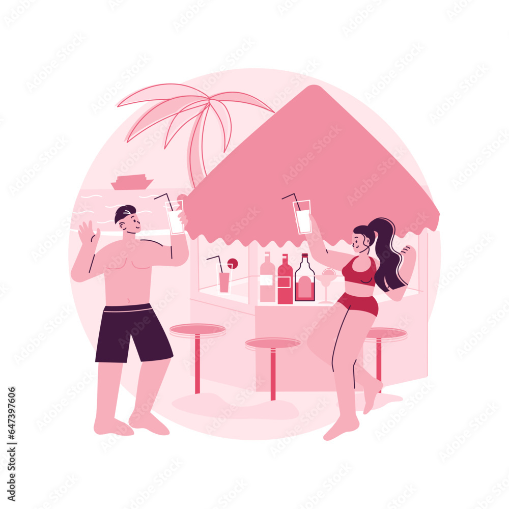 Beach bar abstract concept vector illustration. Beach club service ...
