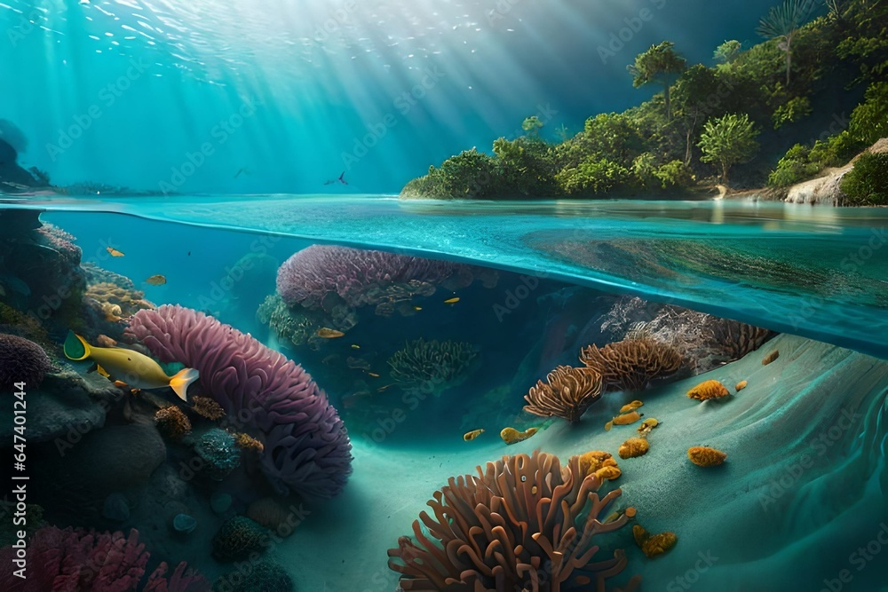 Render an insanely detailed, volumetric depiction of a majestic coral ...