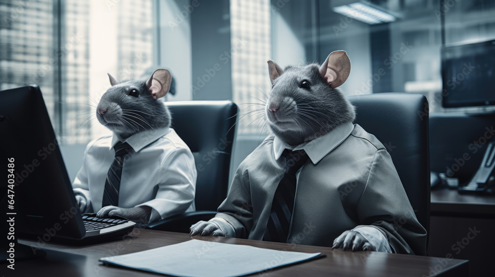 Two rats at a computer in an office setting symbolizing the nuances of ...