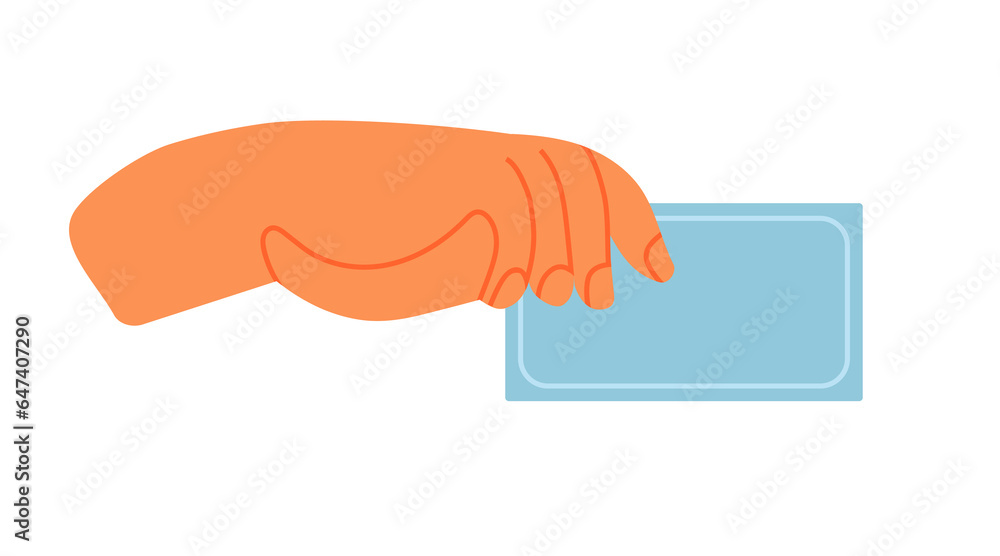Human Hand holding banking card. Flat vector illustration isolated on ...