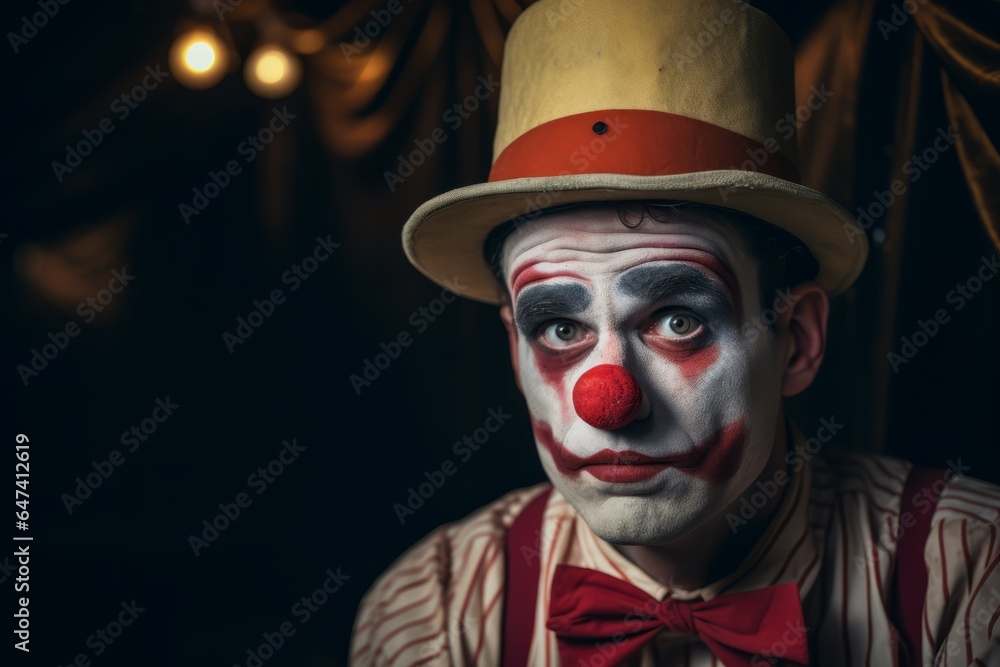 Sad clown exhausted circus jester joker emotions unhappy depressed ...
