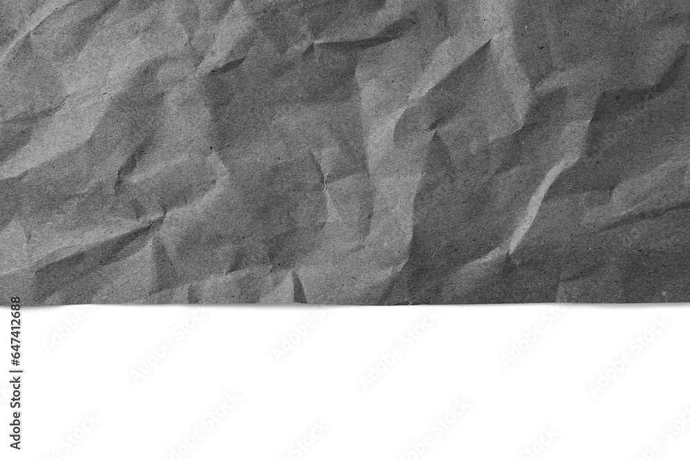 Recycled crumpled black paper texture with edge, border isolated on ...