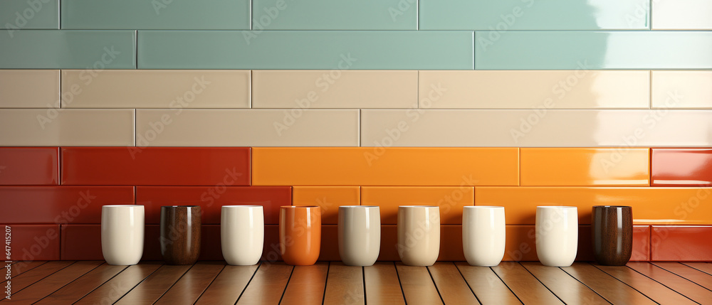 Horizontal or vertical background with ceramic tile. Mock up template ...