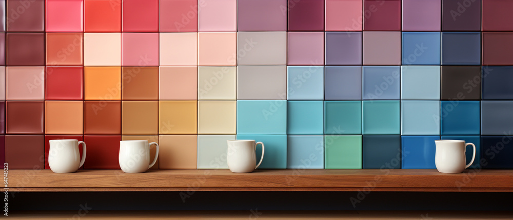 Horizontal or vertical background with ceramic tile. Mock up template ...